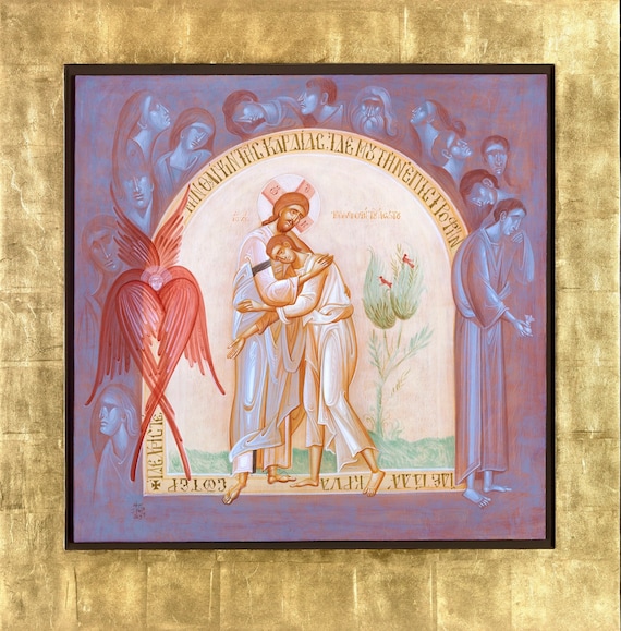 Handmade Mounted Icon the Parable of the Prodigal Son - Etsy