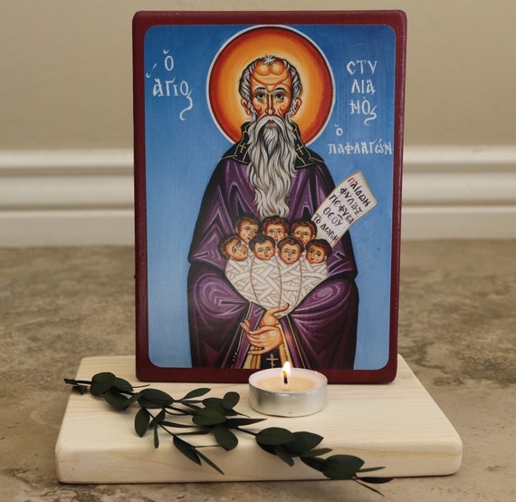 Handmade Mounted Icon. St Stylianos of Paphlagonia - Etsy