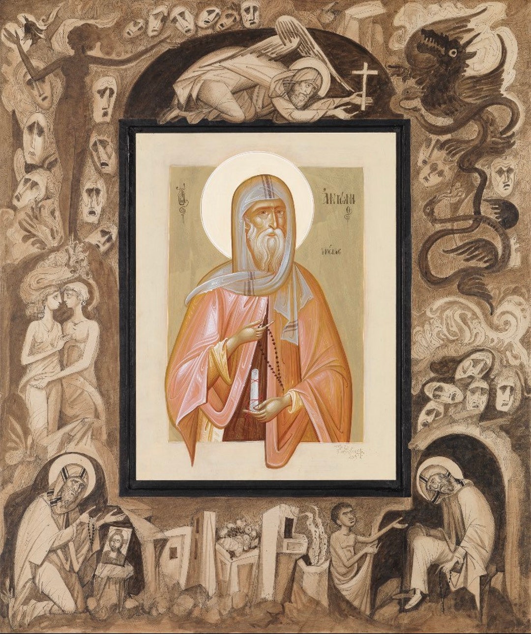 Handmade Mounted Icon | St Anthony the Great of Egypt. the Story of St ...
