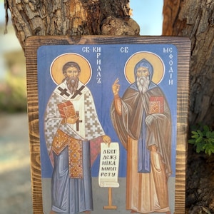 Handmade Mounted Icon | St Cyril and St Methodius - Etsy