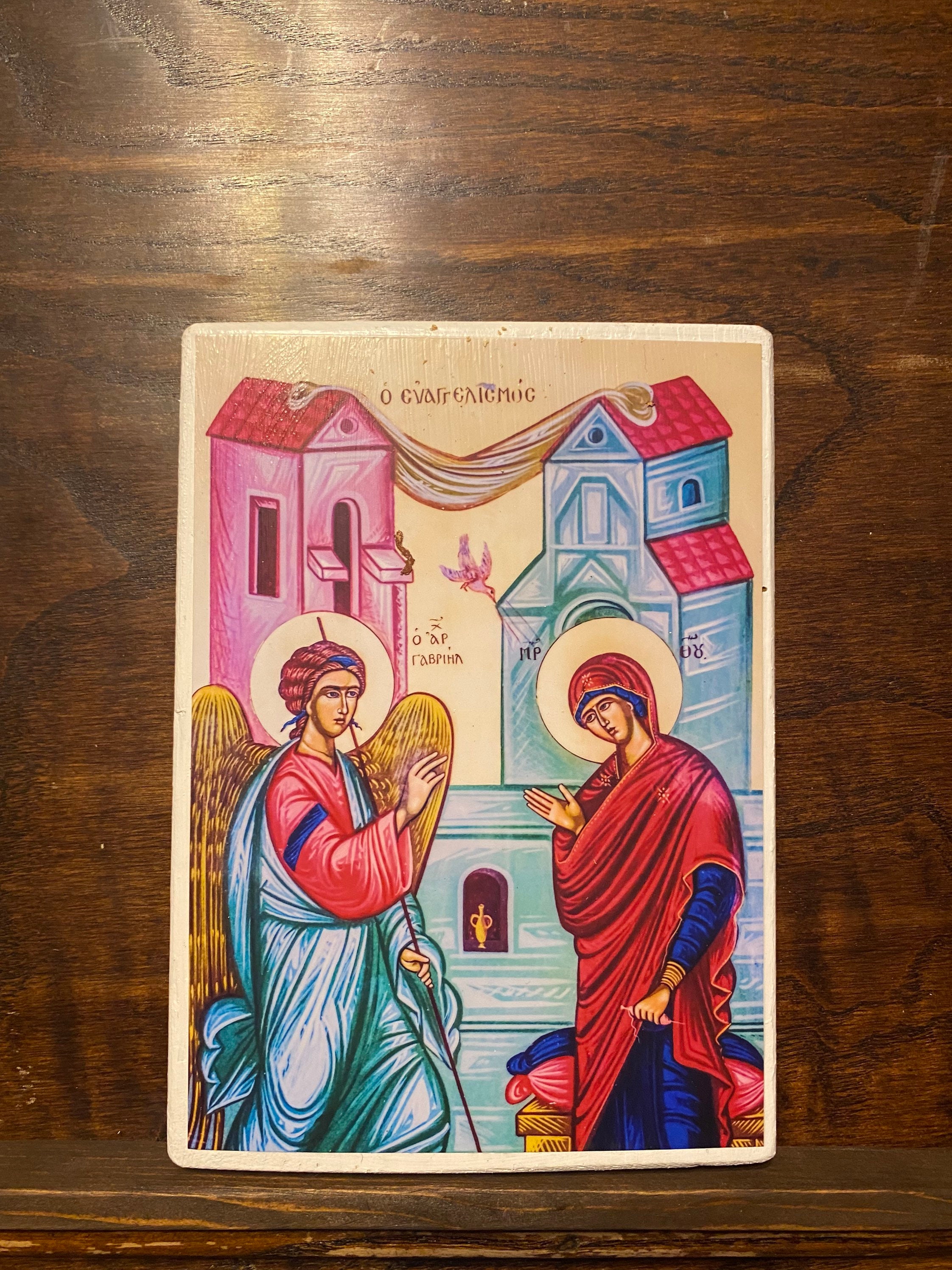 Handmade Mounted Icon | the Annunciation. Conception of Christ by the ...