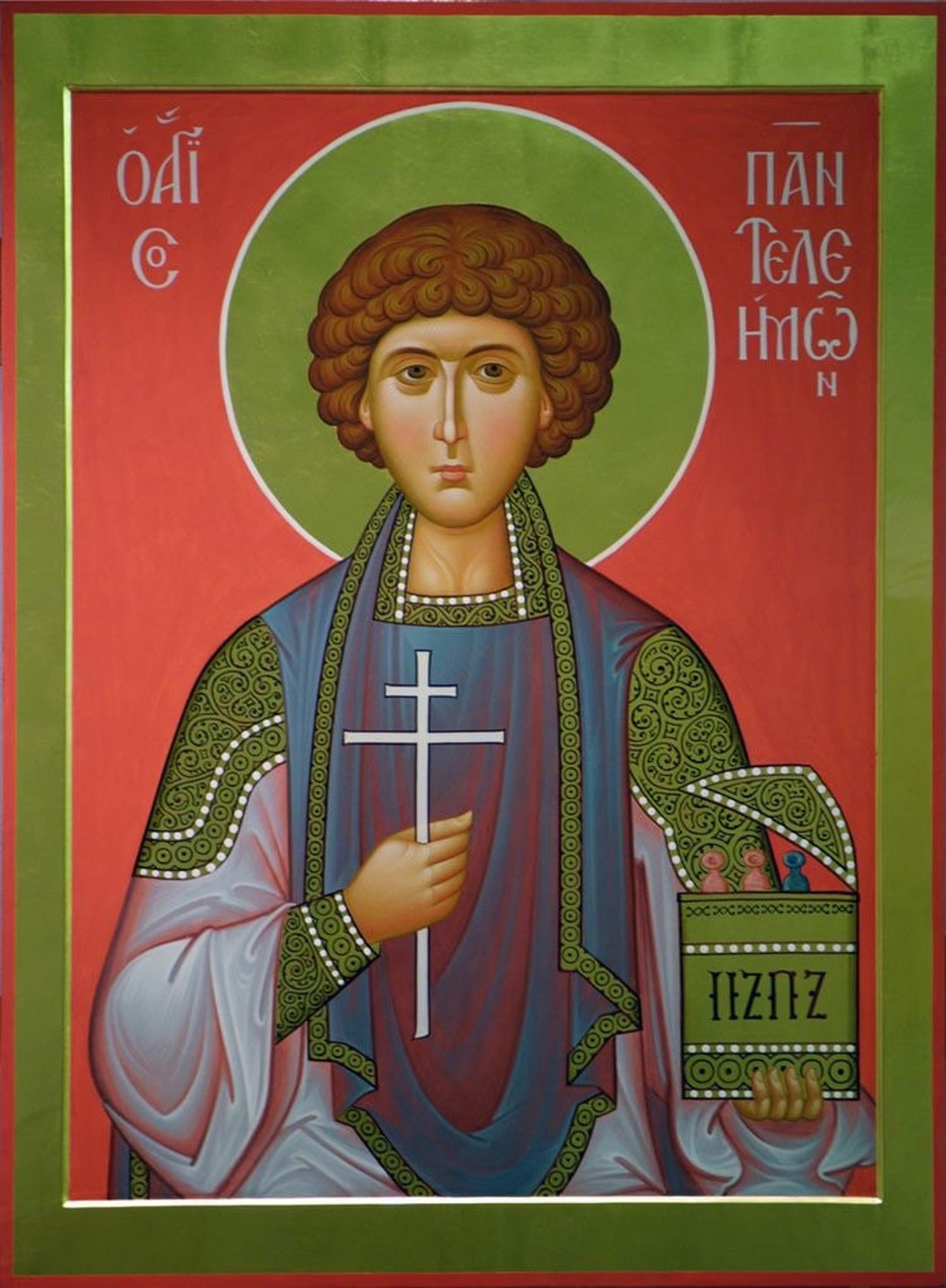 Handmade Mounted Icon | St Panteleimon the Great Martyr and Healer - Etsy