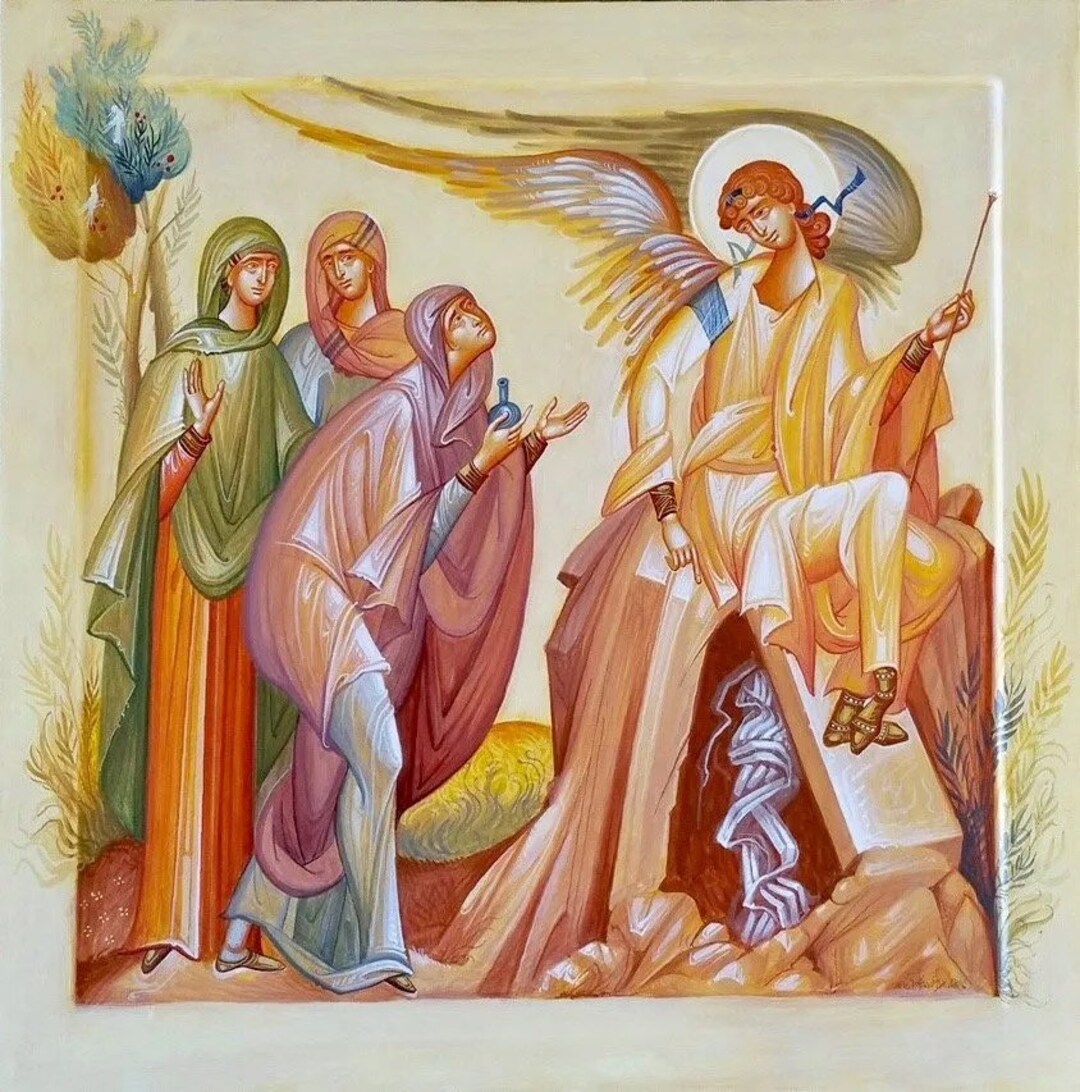 Handmade Mounted Icon | the Myrrh Bearing Women at the Tomb. Myrrh ...