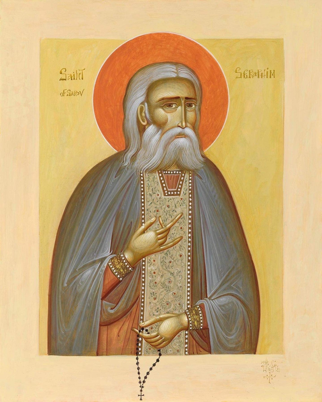 Handmade Mounted Icon | St Seraphim of Sarov - Etsy