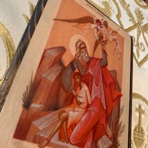Handmade Mounted Icon | Abraham's Sacrifice. Holy Patriarchs Abraham ...
