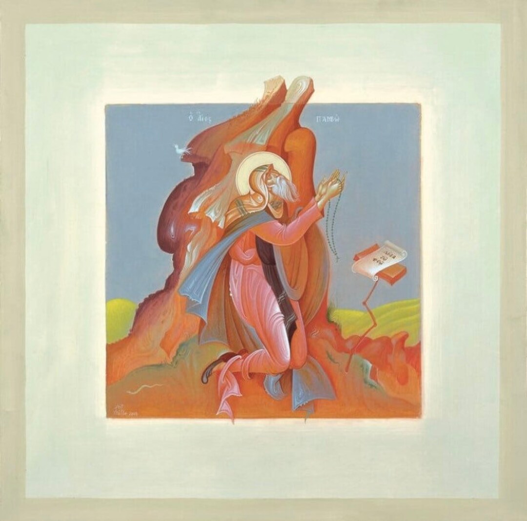 Handmade Mounted Icon | St Pambo the Egyptian - Etsy