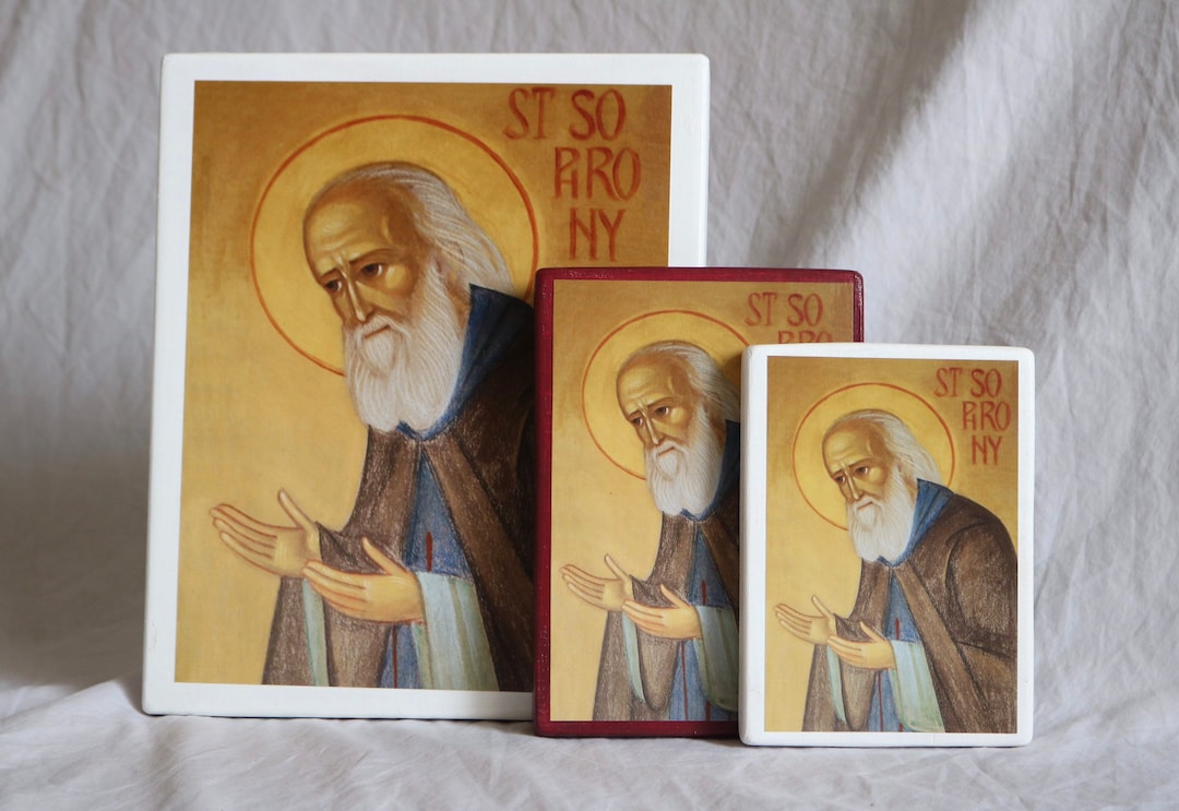 Handmade Mounted Icon | St Sophrony of Essex - Etsy