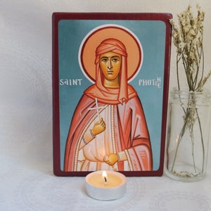 Handmade Mounted Icon | St Photini. the Samaritan Woman by Jacob's Well ...