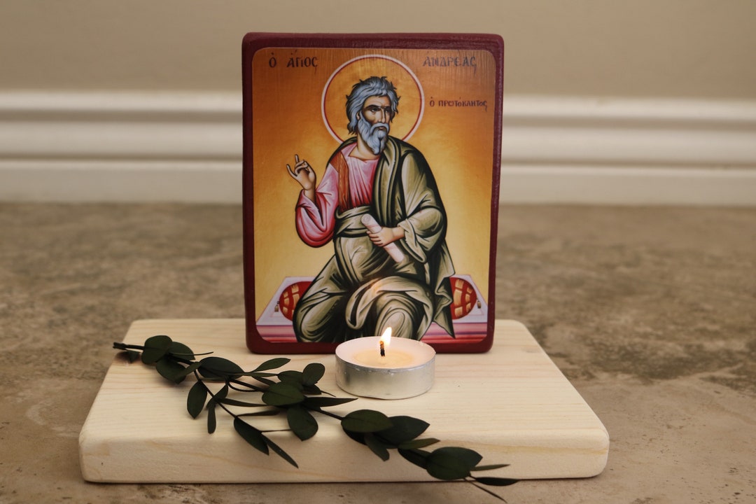 Handmade Mounted Icon | St Andrew the Apostle Brother of St Peter the ...