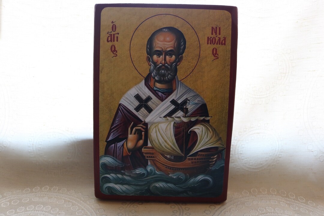 Handmade Mounted Icon St Nicholas of Myra - Etsy