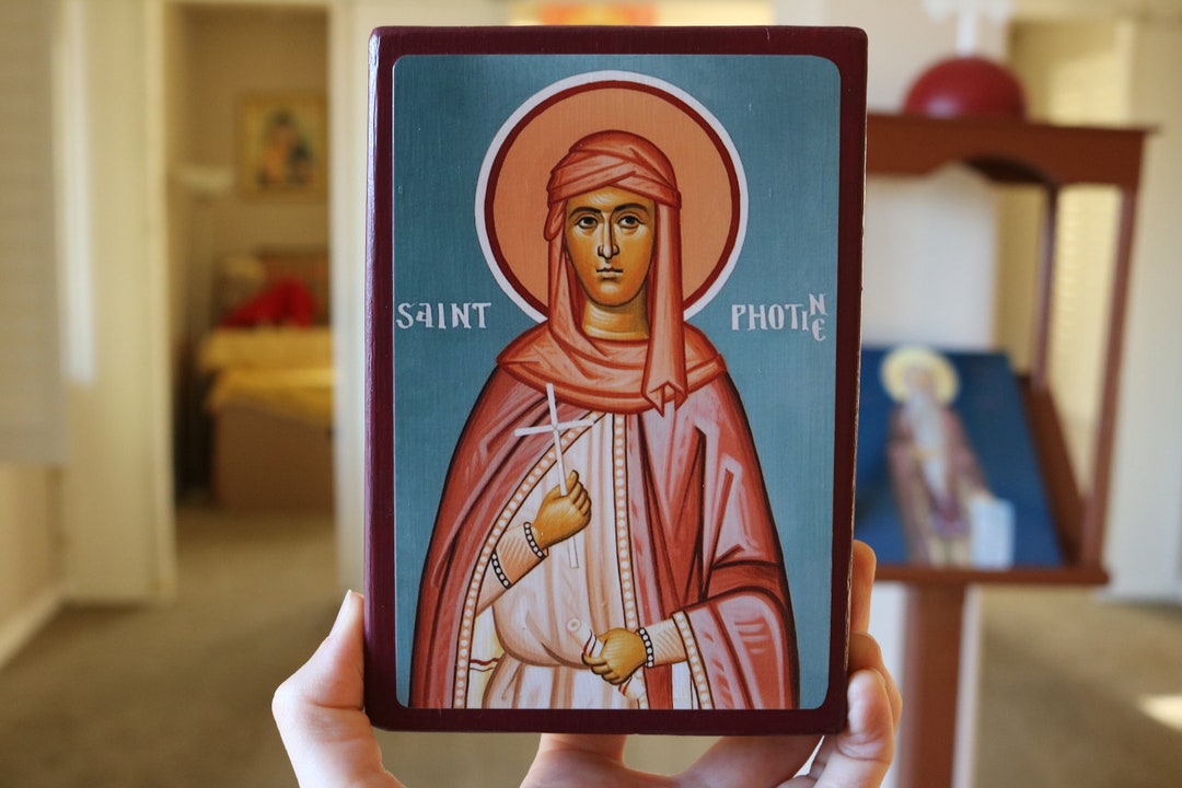 Handmade Mounted Icon | St Photini. the Samaritan Woman by Jacob's Well ...