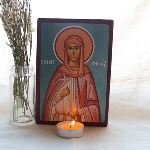 Handmade Mounted Icon | St Photini. the Samaritan Woman by Jacob's Well ...