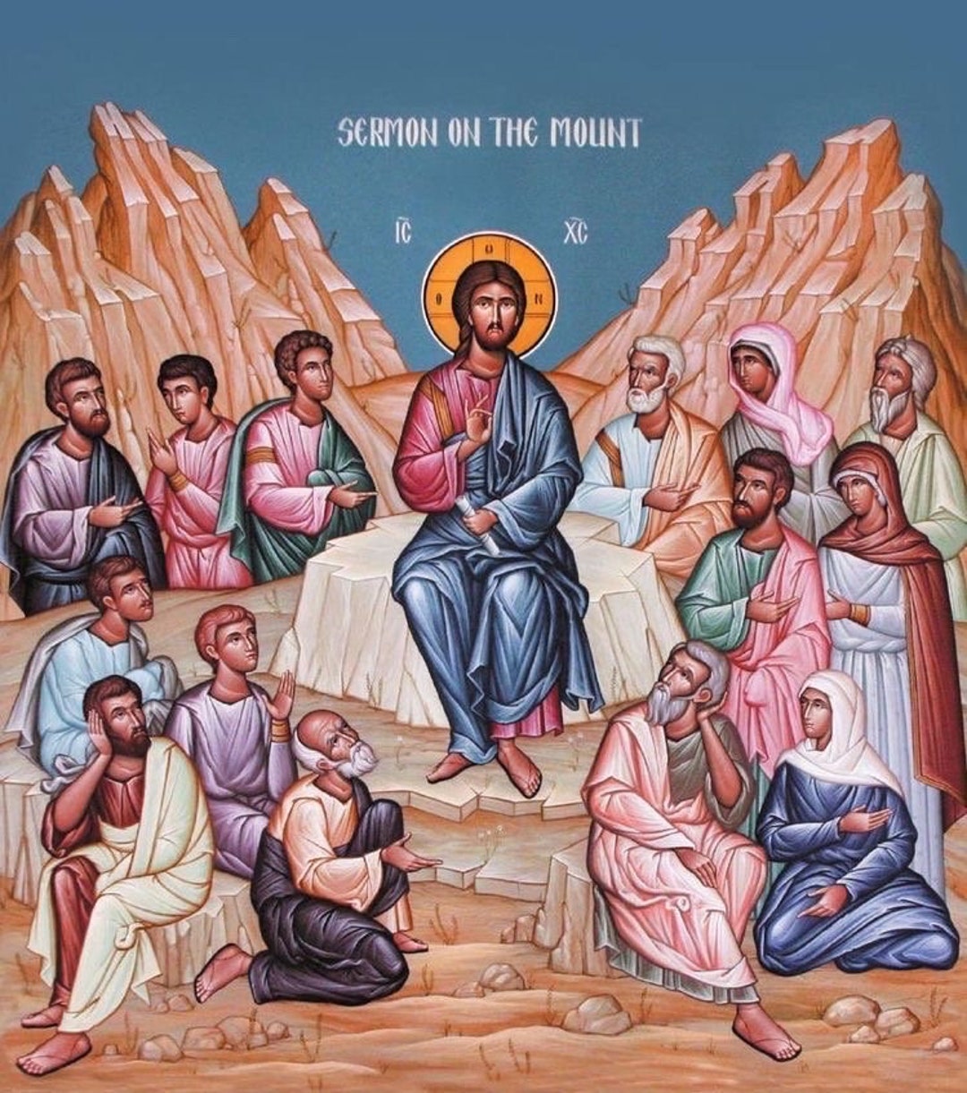 Handmade Mounted Icon | the Sermon on the Mount. the Beatitudes ...