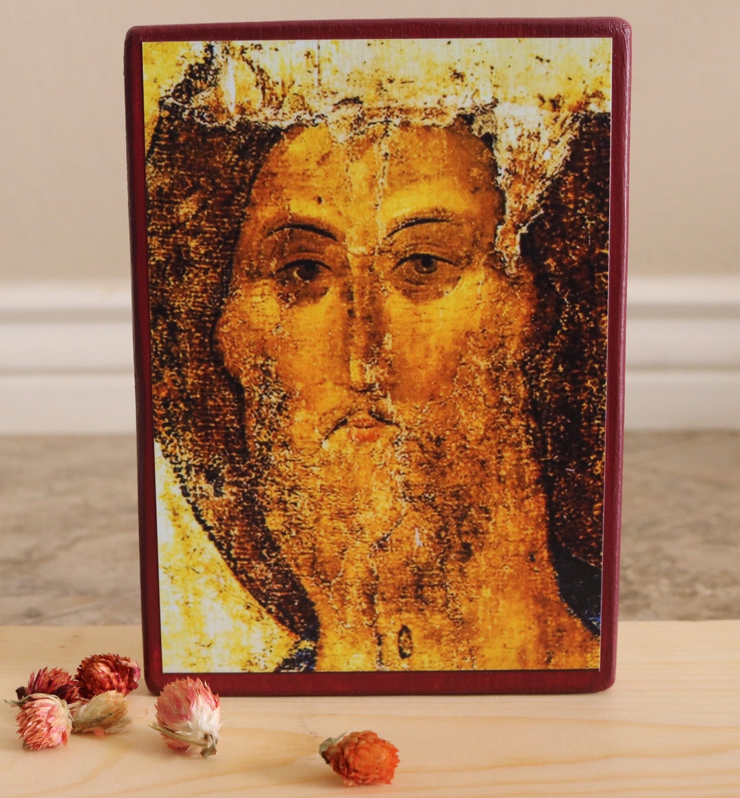 Handmade Mounted Icon Christ the Saviour by Andrei Rublev. Christ the ...