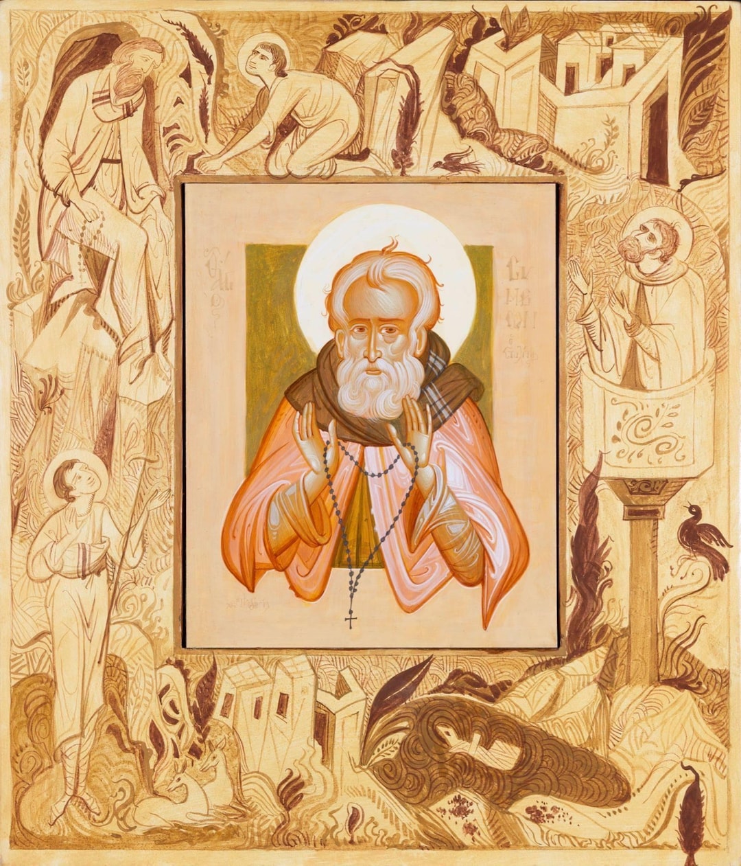 Handmade Mounted Icon | St Symeon the Stylite - Etsy