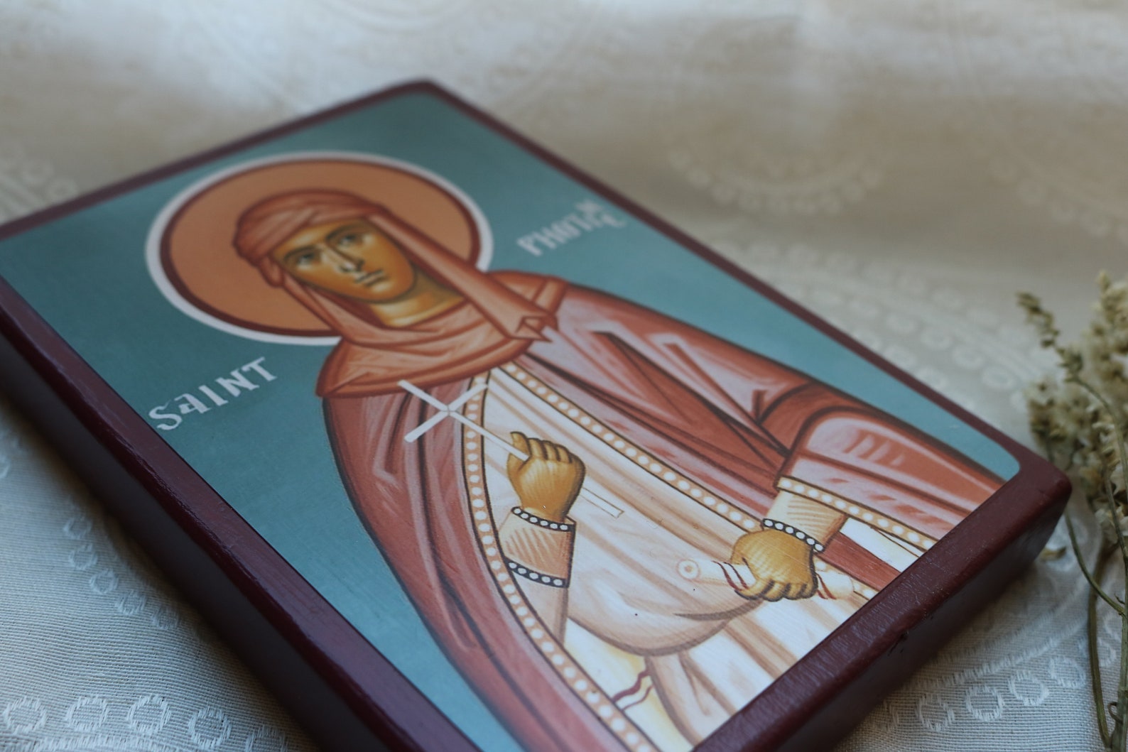 Handmade Mounted Icon | St Photini. the Samaritan Woman by Jacob's Well ...