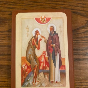 Handmade Mounted Icon | St Mary of Egypt and St Zosimas - Etsy