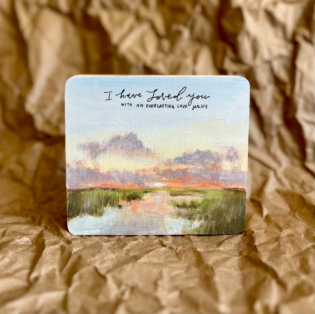 Handpainted Calligraphy Wood Block Jeremiah 31:3 - Etsy