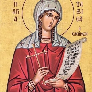 Handmade Mounted Icon | St Tabitha. Resurrected by St Peter the Apostle ...