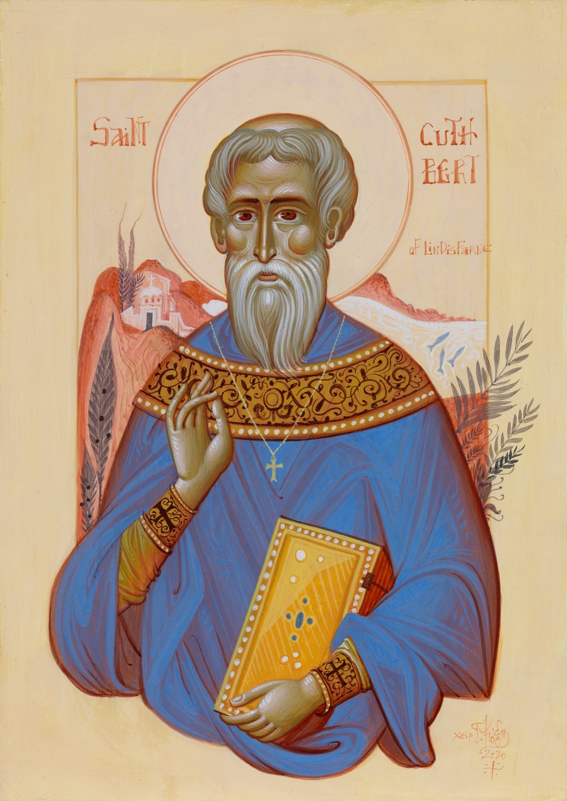 Handmade Mounted Icon St. Cuthbert. Celtic Saints. - Etsy
