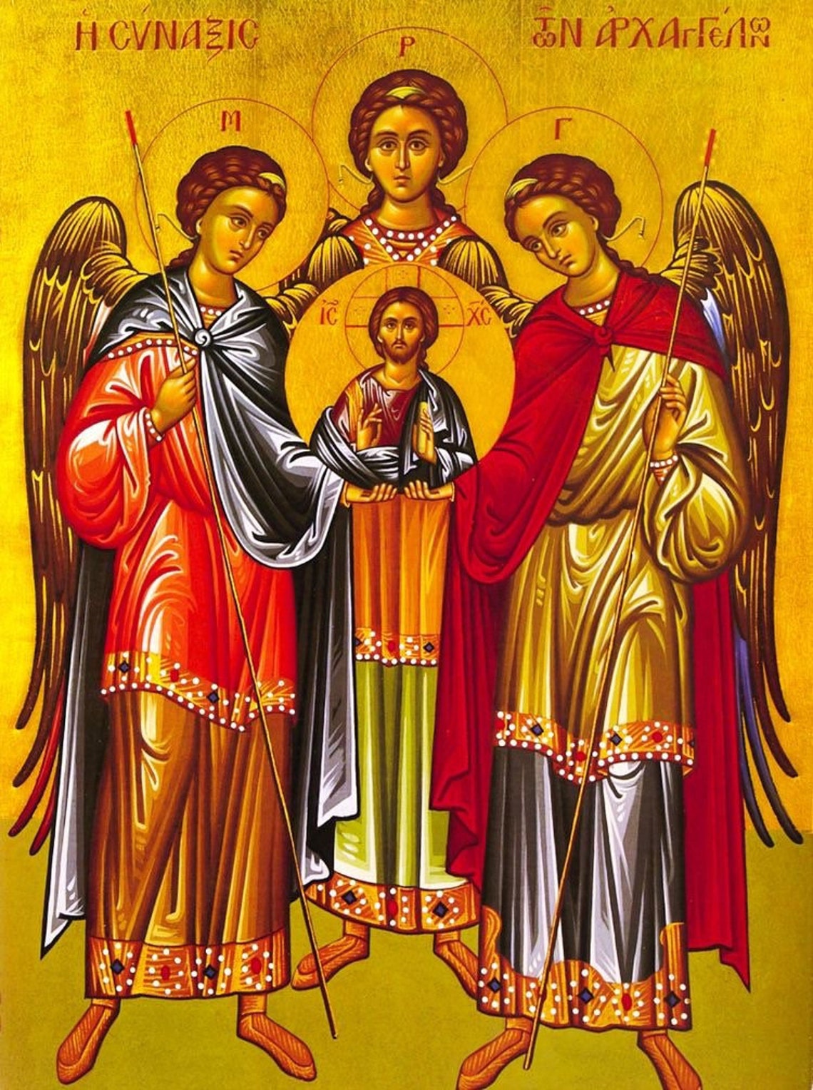 Handmade Mounted Icon Synaxis of the Three Holy Archangels - Etsy