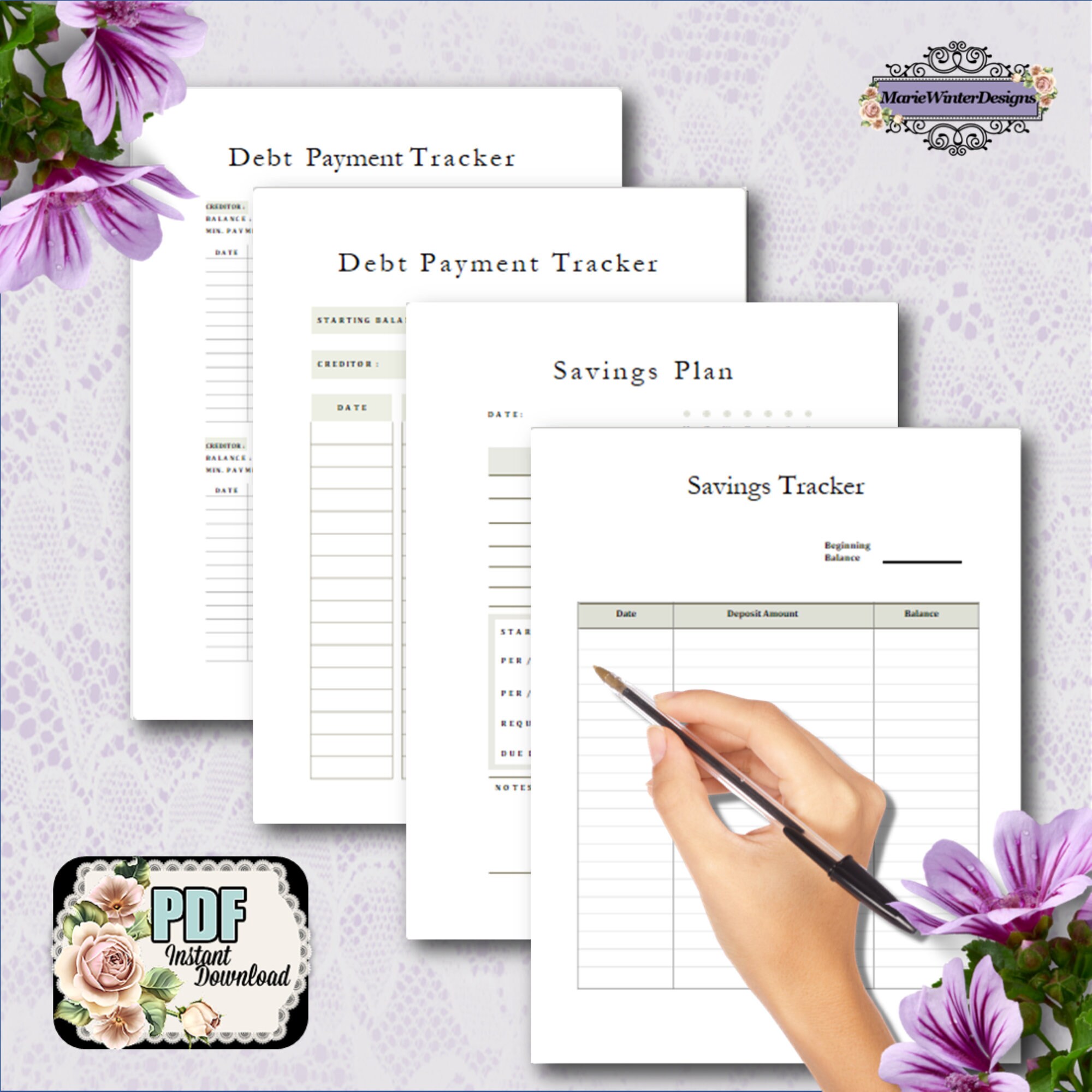 Printable Budget Planner Wealth Financial Tracker Organizer Templates ...