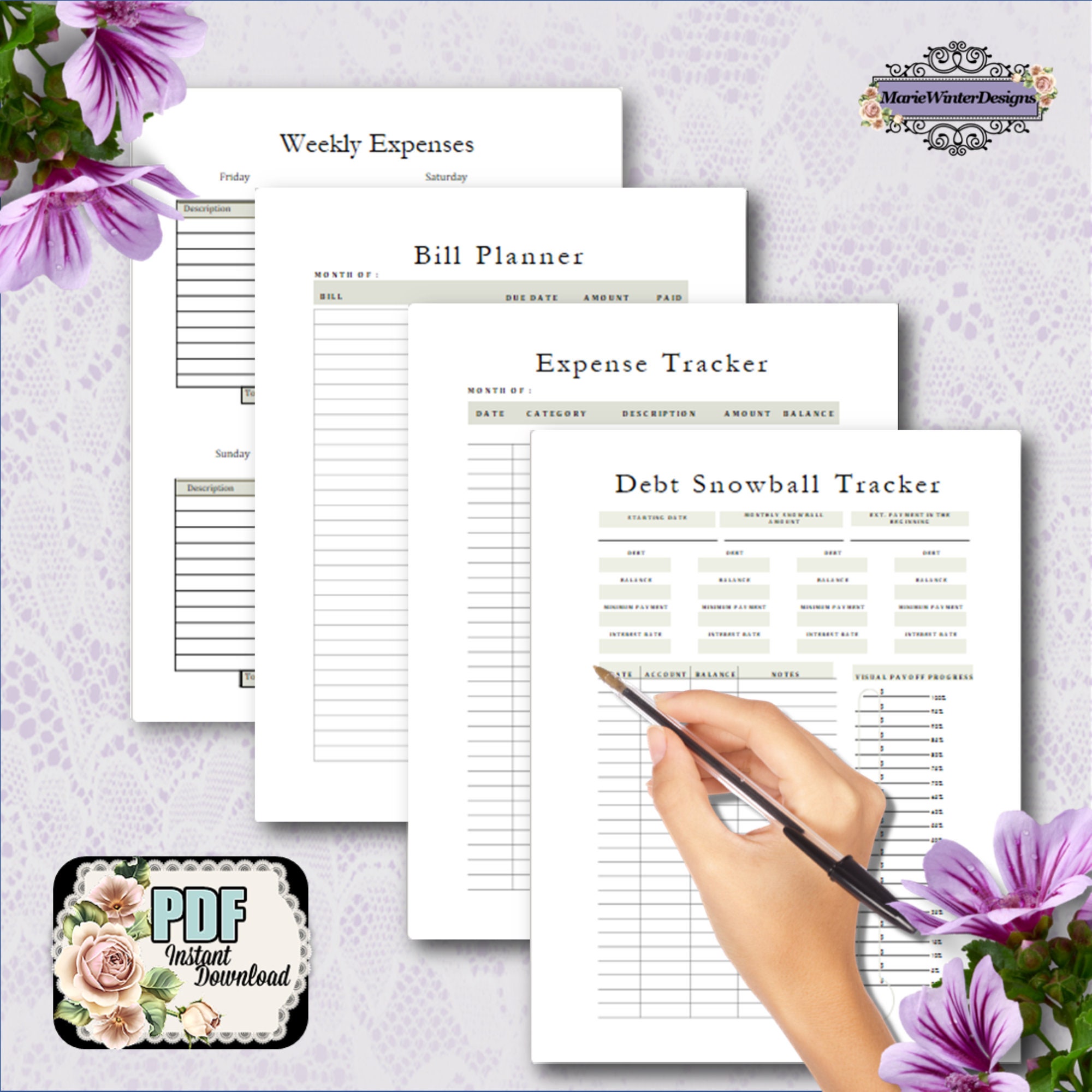 Printable Budget Planner Wealth Financial Tracker Organizer Templates ...