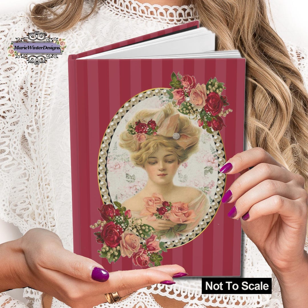 Gibson Girl Hardcover Journal, Red Floral Victorian Notebook - Etsy