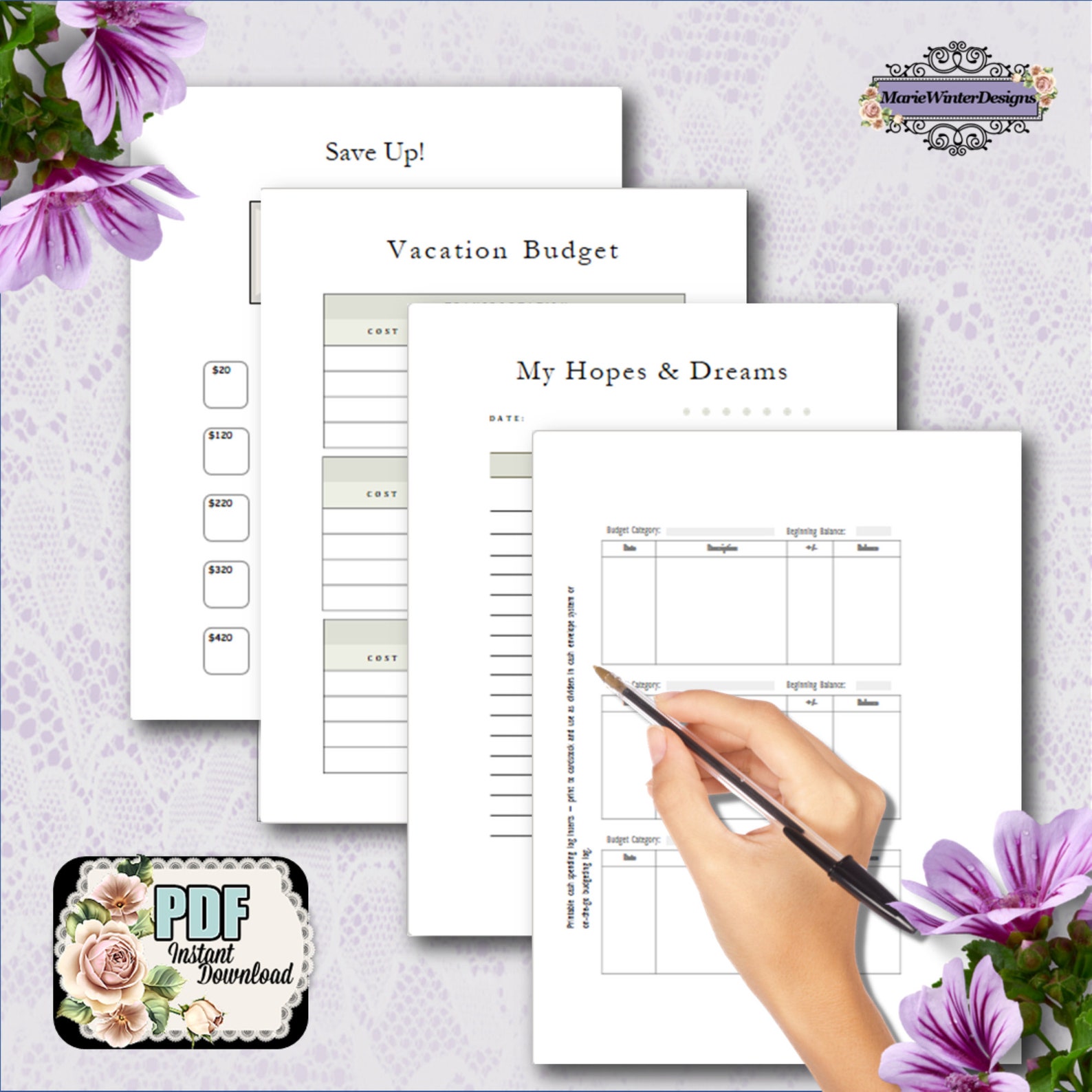 Printable Budget Planner Wealth Financial Tracker Organizer Templates ...