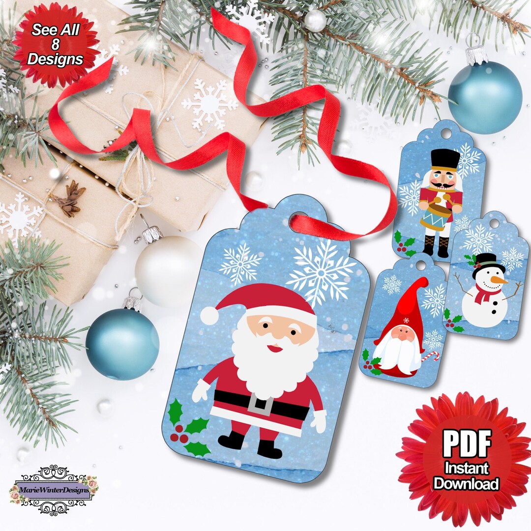 Christmas Gift Tags Labels DIY Digital Collage Sheet Instant - Etsy