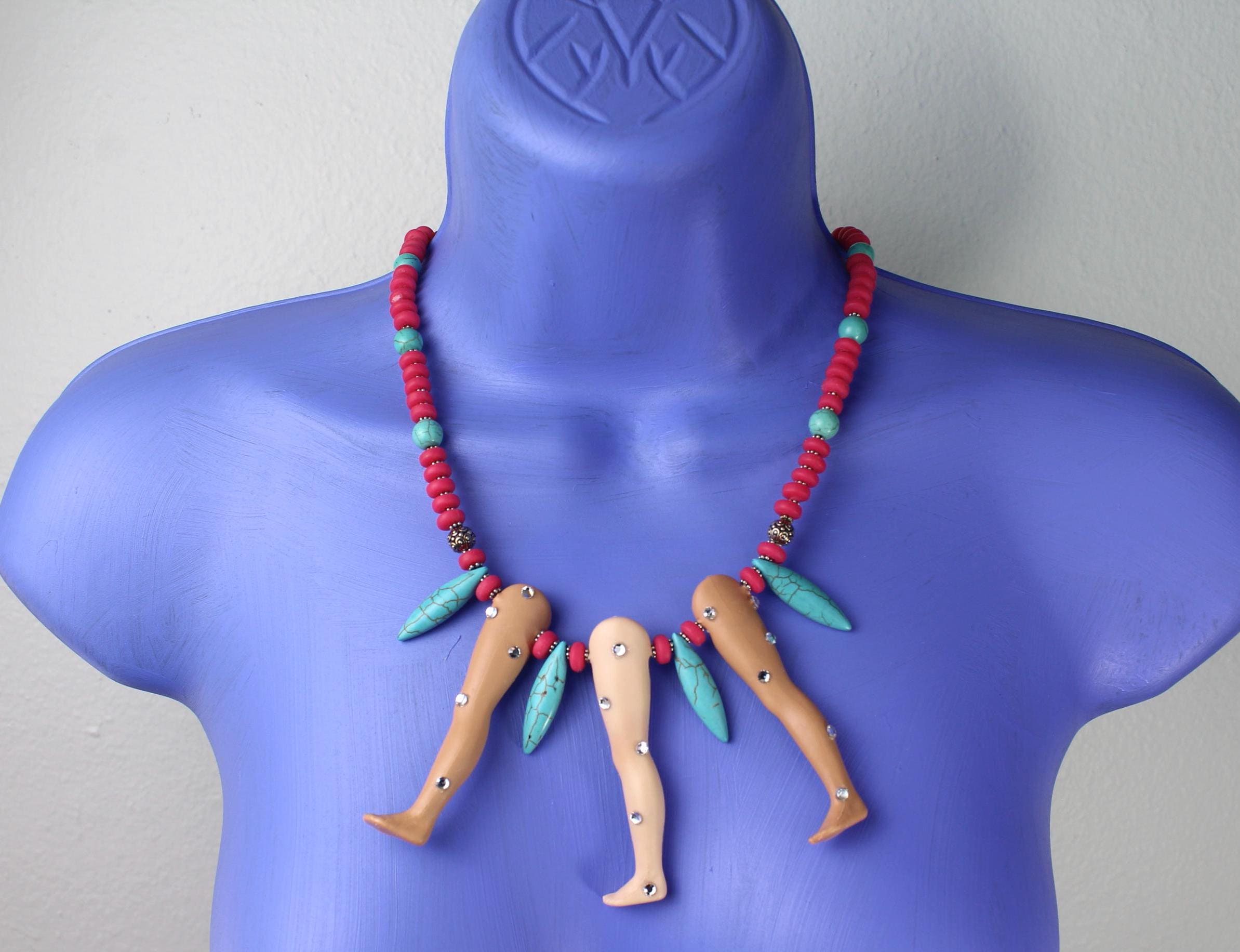 Leg Necklace, Bedazzled Legs Maximalist Jewelry, Statement Piece, One ...