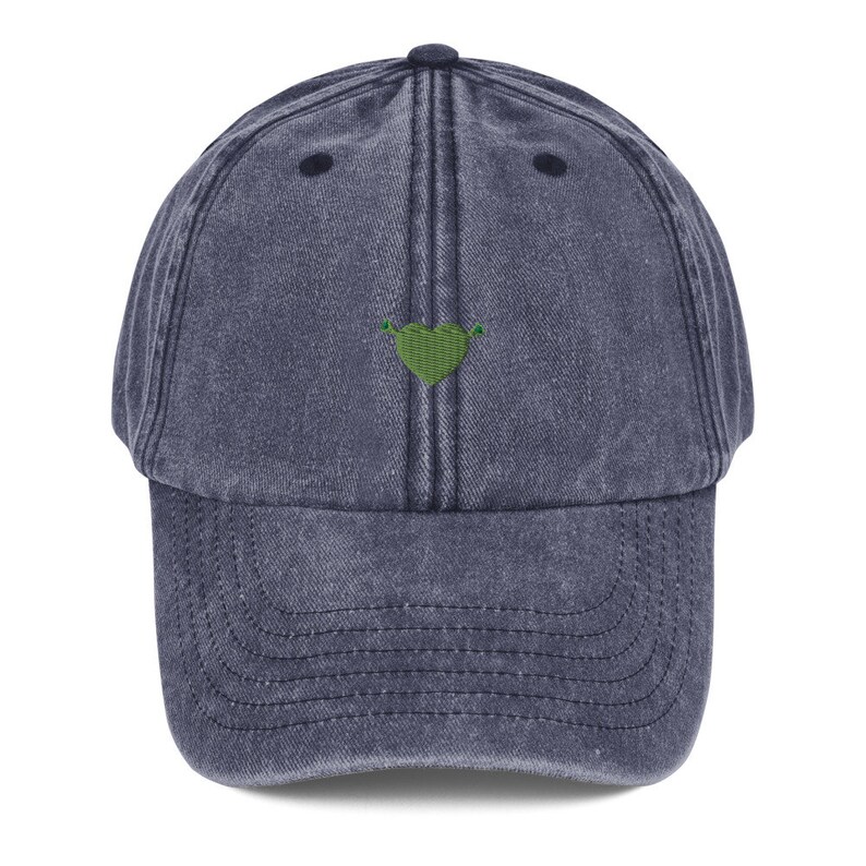 Denim Look Shart (shrek Heart) Embroidered Hat - Etsy