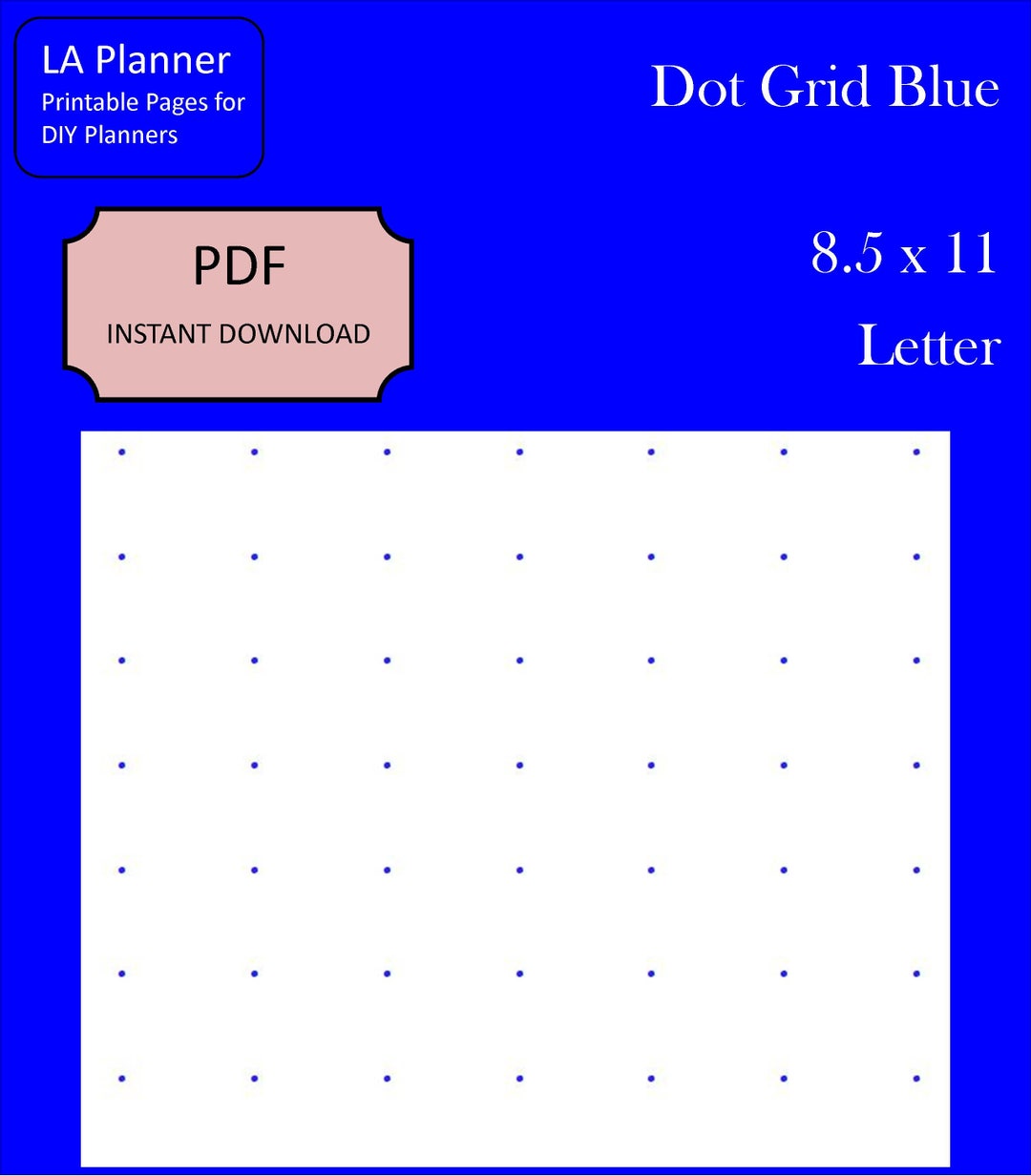 Dot Grid Paper, Blue, 8.5 X 11, 5 per Inch, Printable, Downloadable ...
