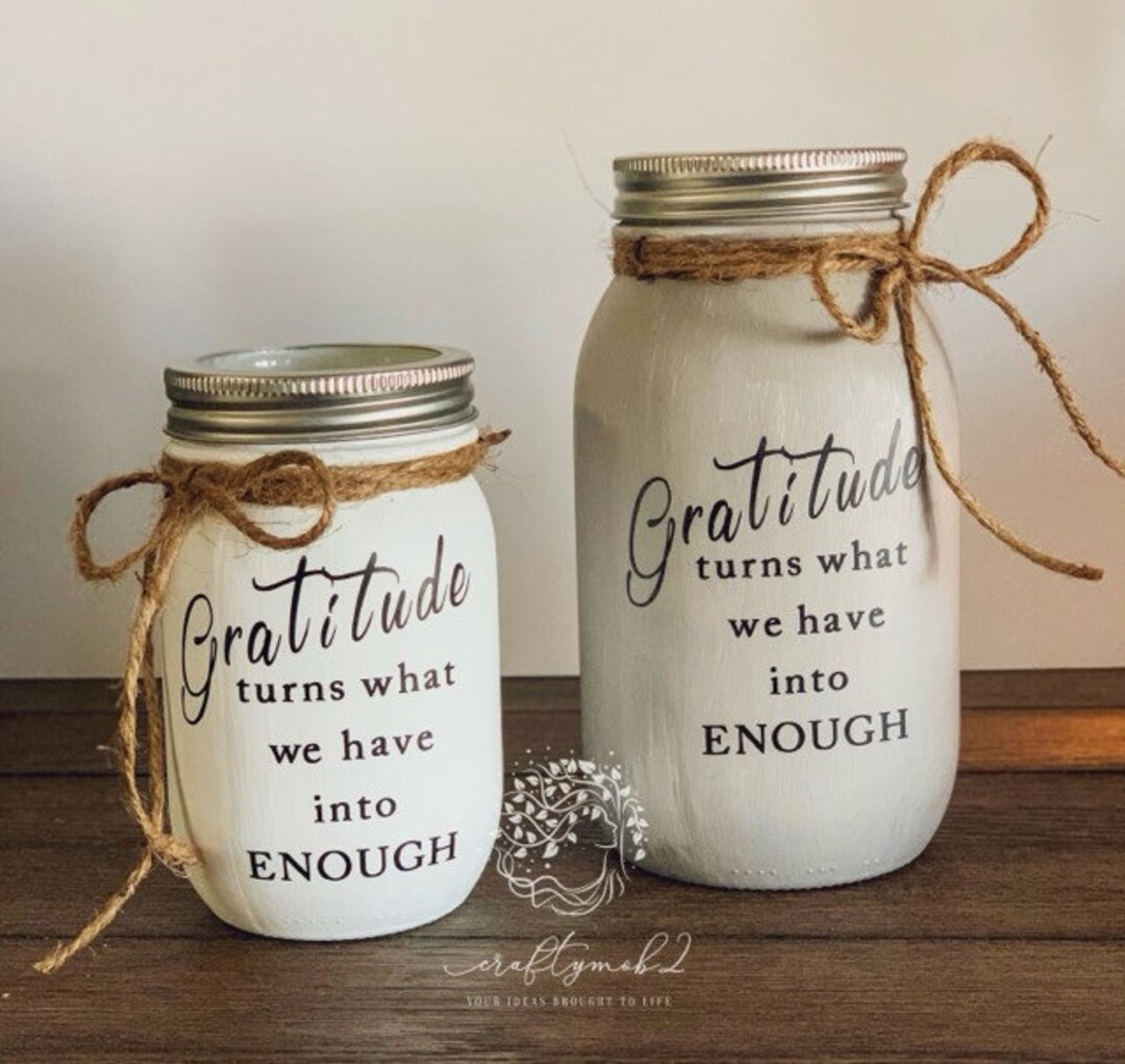 Gratitude Mason Jar, Quart or Pint Sizes Available - Etsy