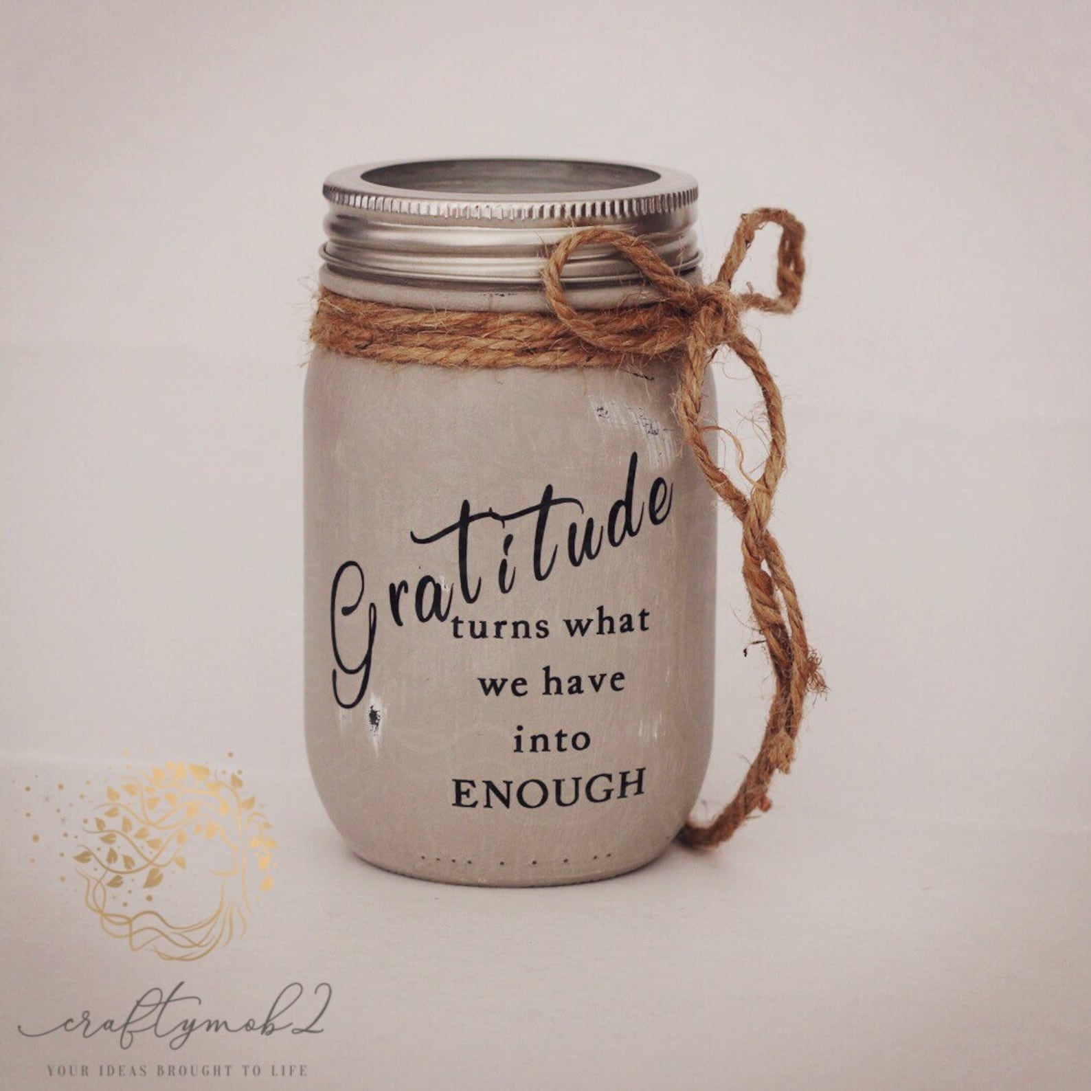 Gratitude Mason Jar Quart or Pint Sizes Available | Etsy