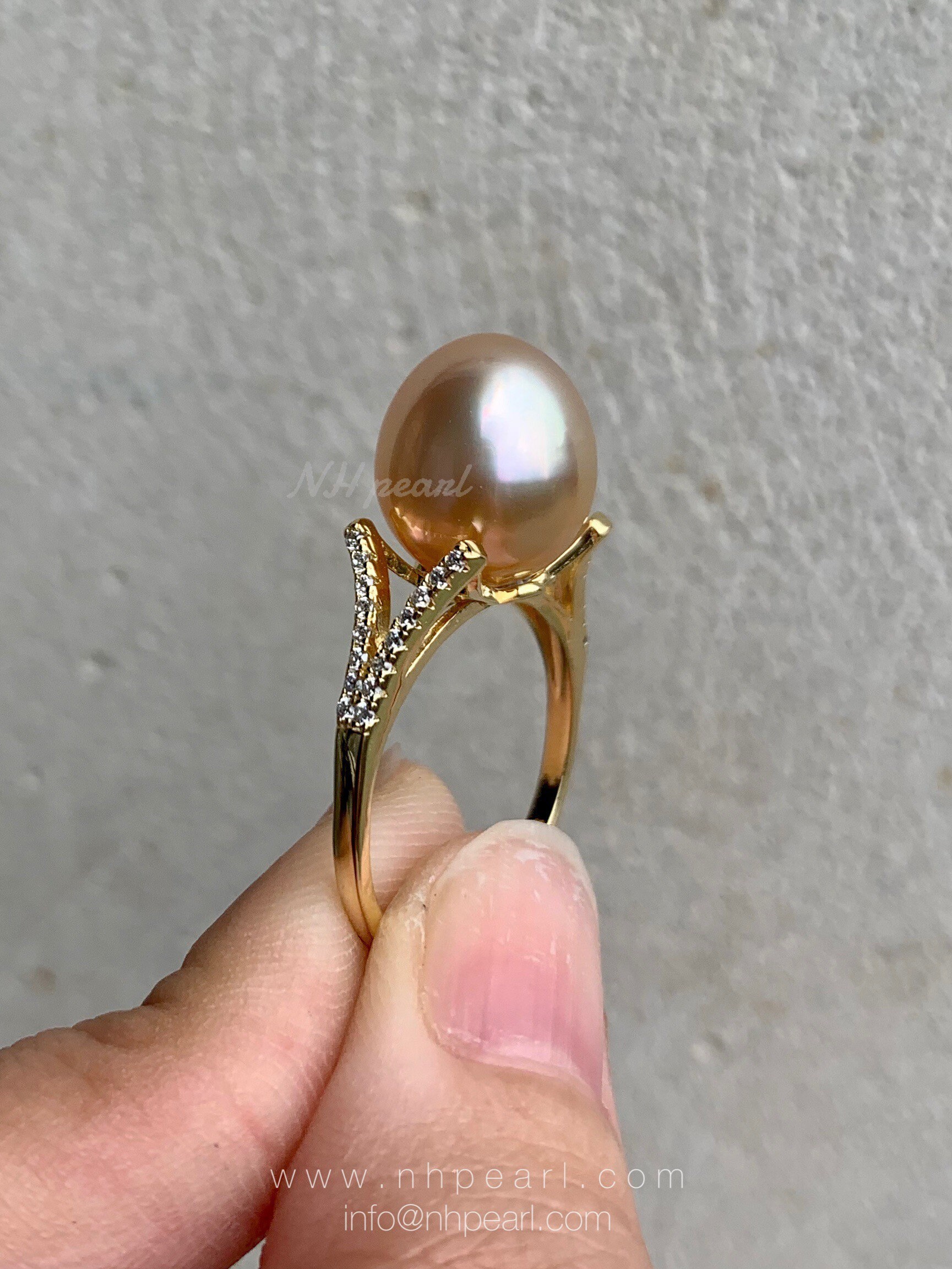 Champagne south sea pearl with modern S925 sterling silver | Etsy