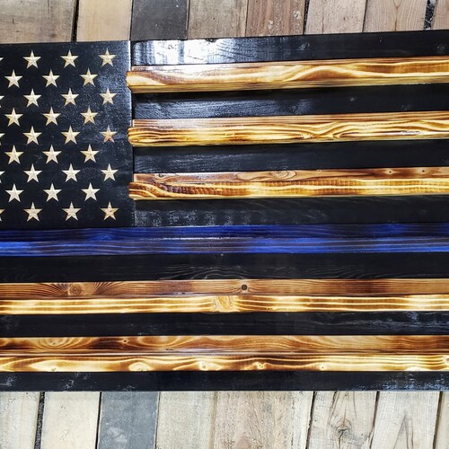 Blue Line Challenge Coin Display Flag Retirement Gift for - Etsy