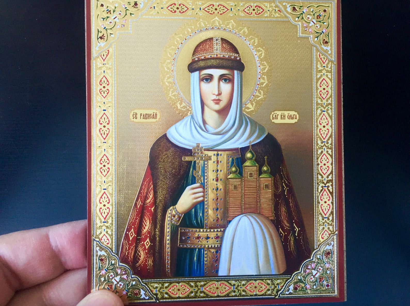 Saint Olga of Kiev Orthodox Russian icon on pressed wood | Etsy