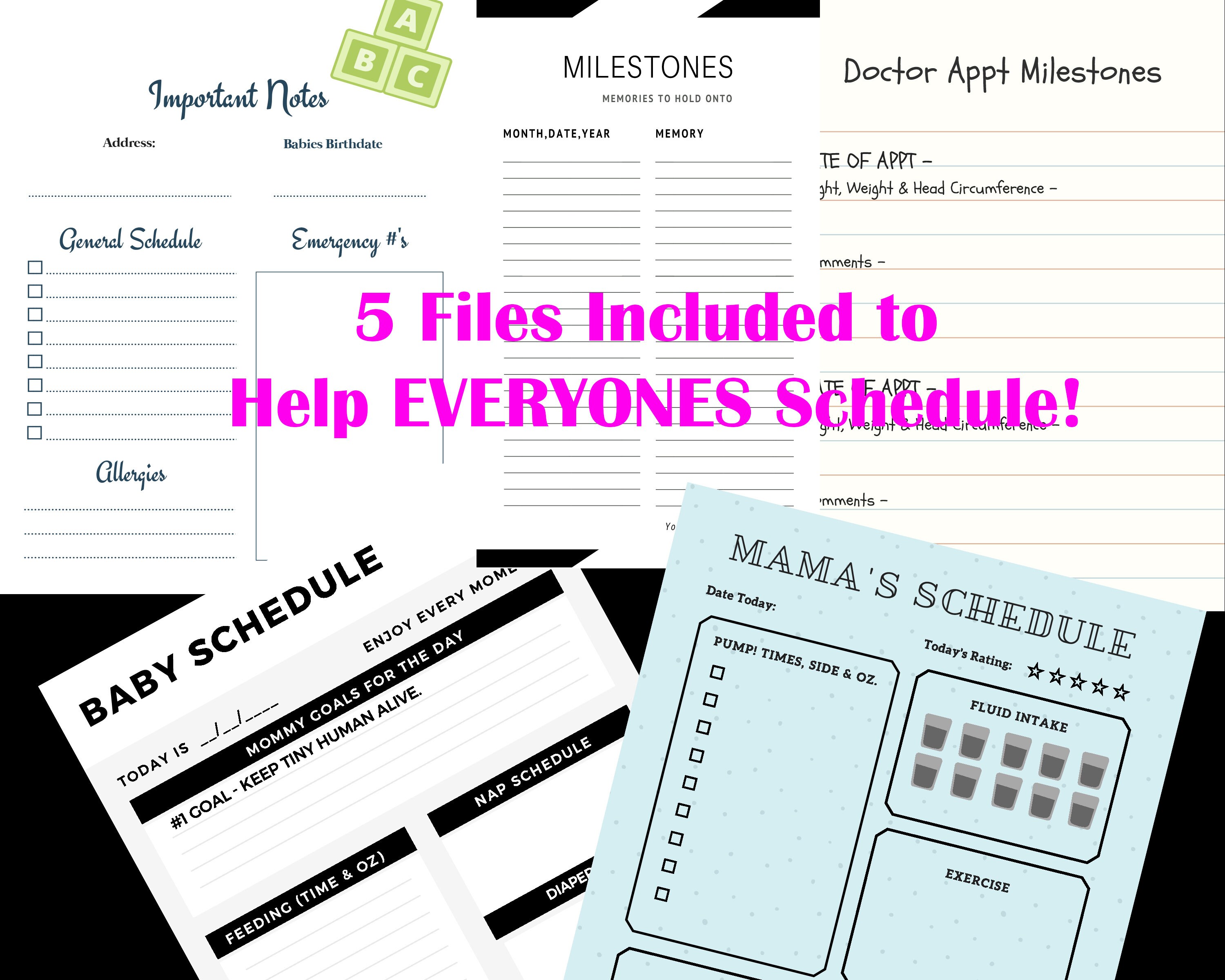 Baby Planner, Baby Schedule Chart, New Moms Schedule, New Baby Schedule ...