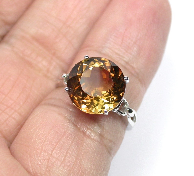 Anillo de topacio imperial natural de 5,75 ct en plata de primera ley ...