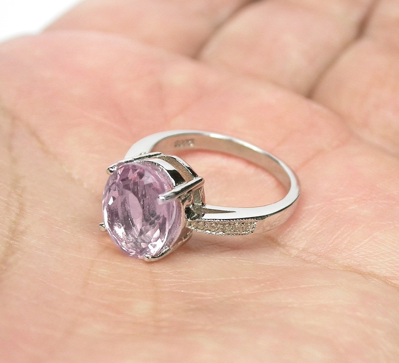 6.25 Ct.pink Natural Kunzite Ring Sterling Silver Wedding Ring. Free ...
