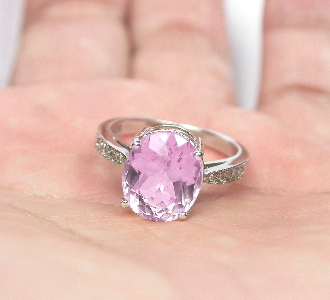 6.25 Ct.pink Natural Kunzite Ring Sterling Silver Wedding Ring. Free ...