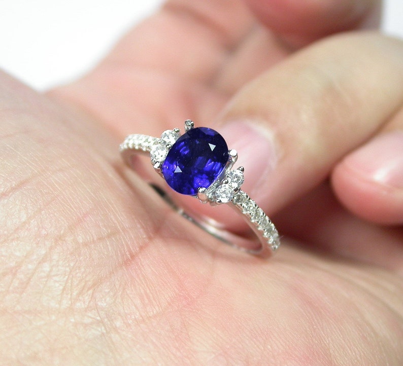 2.0 ct anillo azul natural anillo de plata tamaño 7.0 anillo | Etsy