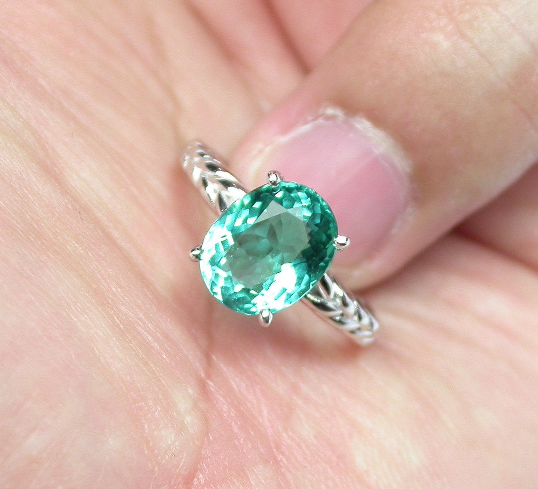 Green Topaz Ring: 3.20 Ct Natural Gem, Sterling Silver, US Size 7 - Etsy