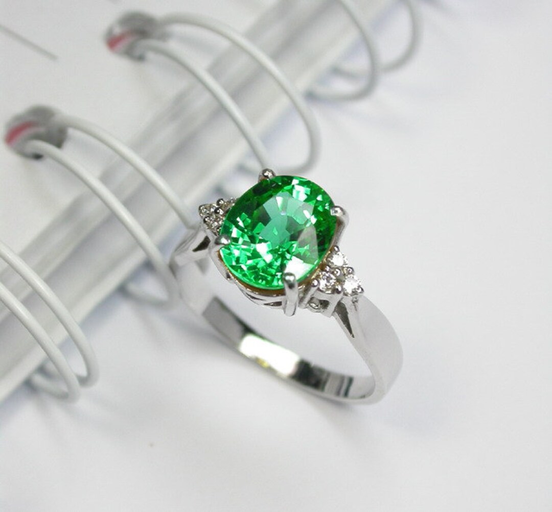 3,65 ct NEU Natürlicher grüner Topas Ring Sterling Silber Ehering Größe us 7,0 und frei alle ...