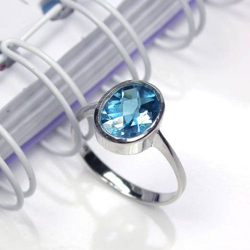 Natural Blue Topaz and Ruby Ring in Solid 925 Sterling Silver - Etsy