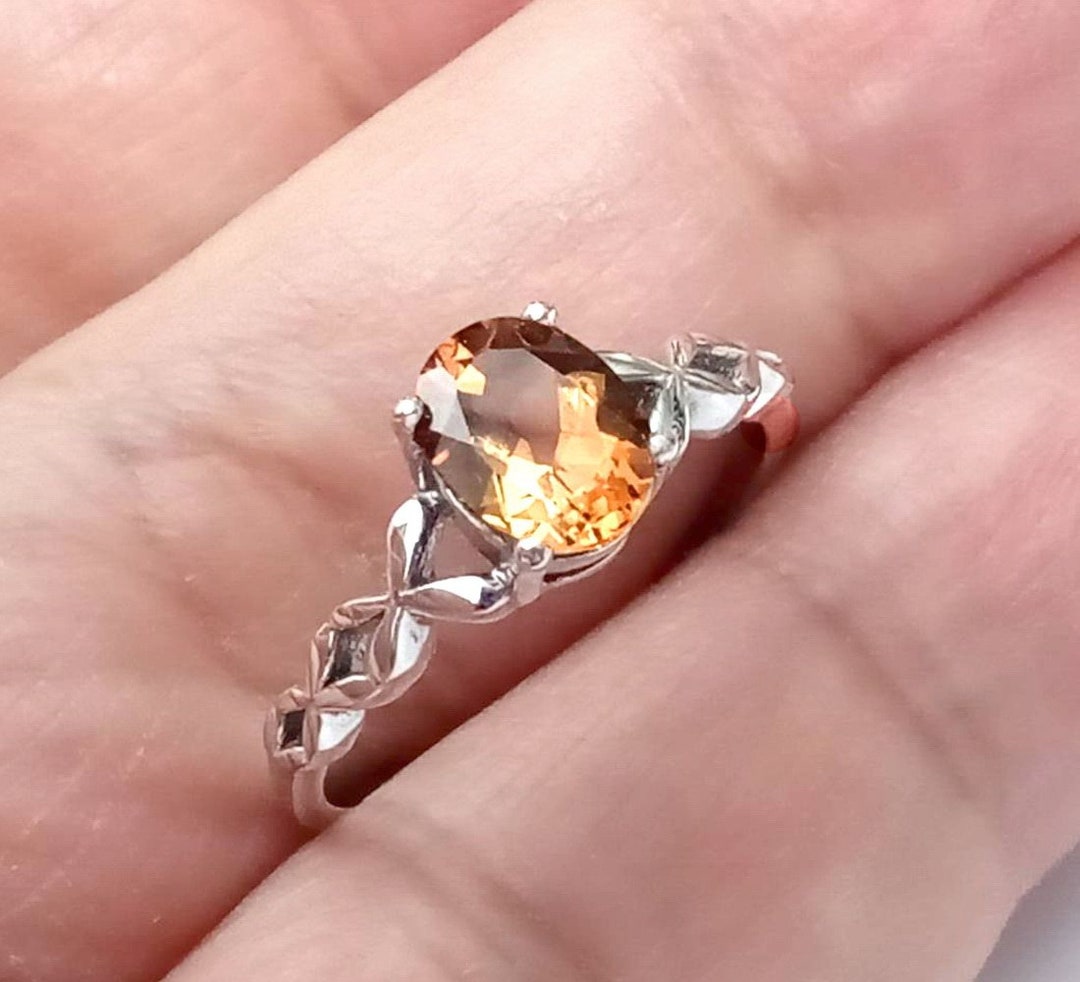 Genuine Imperial Topaz Ring Silver Sterling Wedding Ring Size Us 7.0 ...
