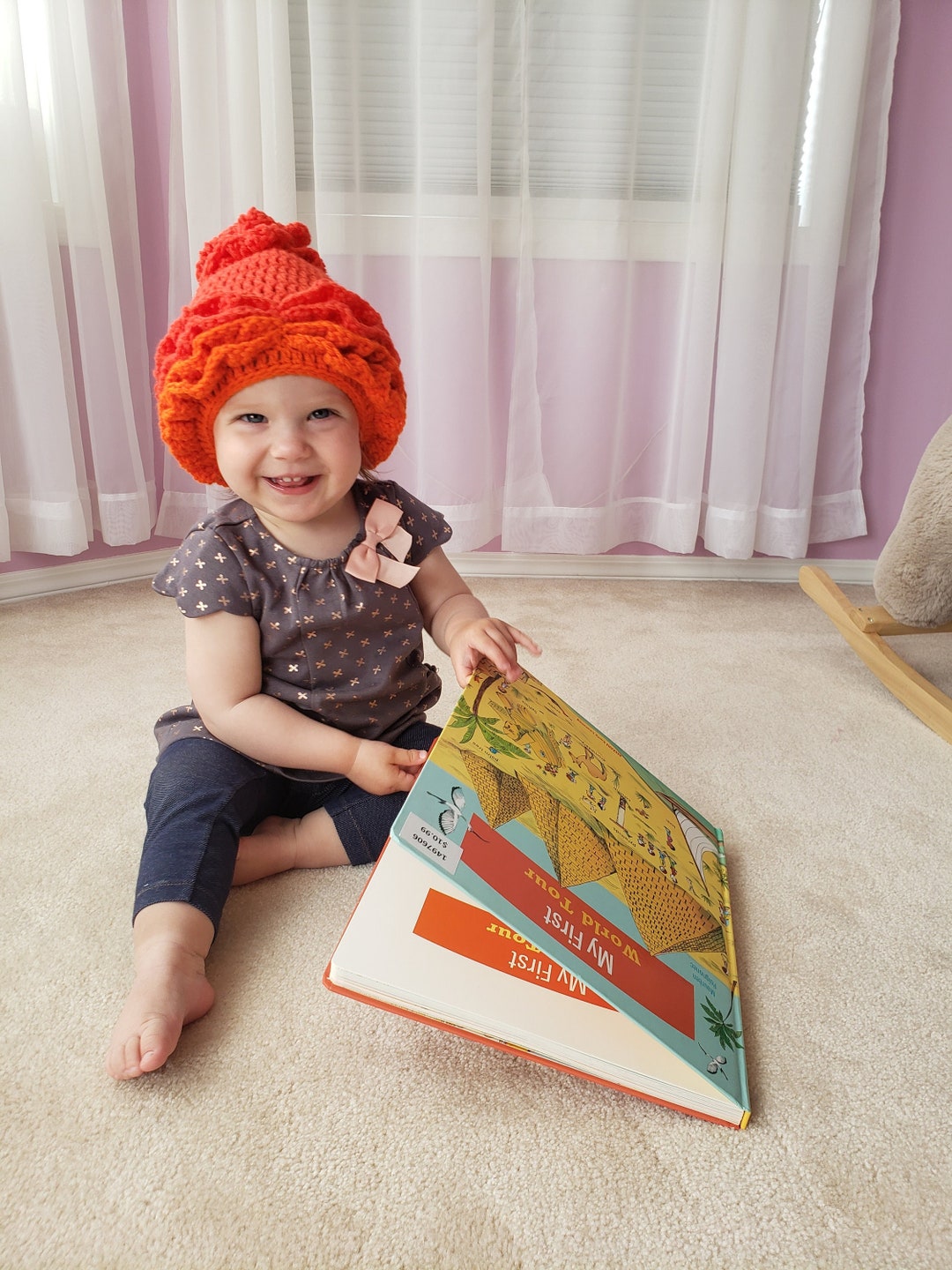 Ms. Valerie Frizzle Inspired Crochet Hat, Handmade Red Wig for Babies ...