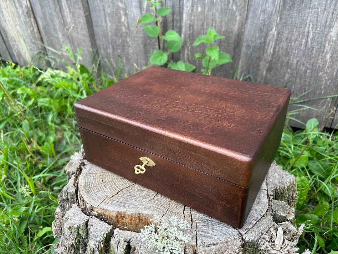Wooden Box With Key, Lockable Natural Wooden Box With Lid, Jewellery ...