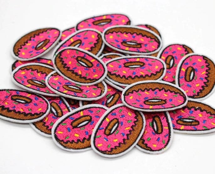 10pcs/lot Embroidered Donuts Patch Iron on Cartoon Sweet Food Appliqued DIY Stickers Garment ...